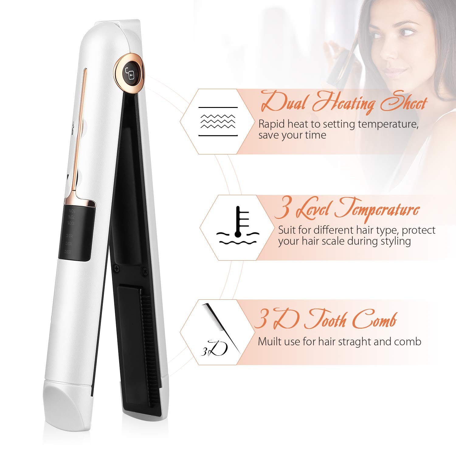 USB hair straightener Portable Mini Cordless Hair Straightener
