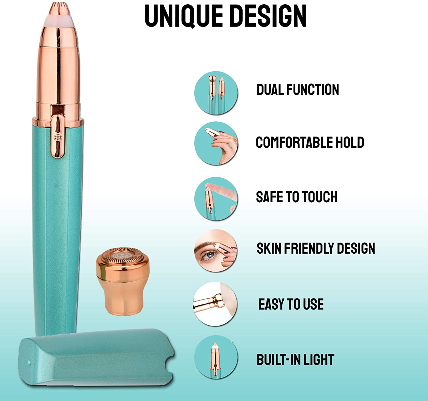 2 in 1 Eyebrow Trimmer Facial Hair Remover Portable lipstick shaver